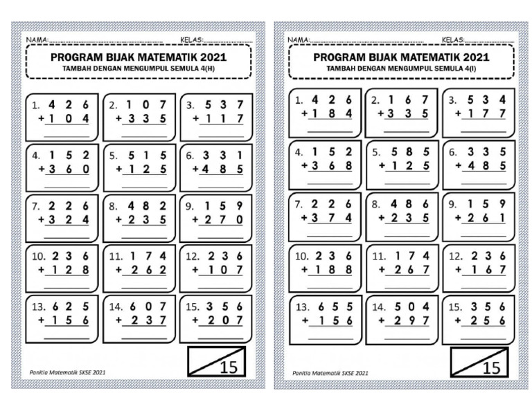 MT Tambah Mengumpul 3 Digit Tahun 2 | PDF