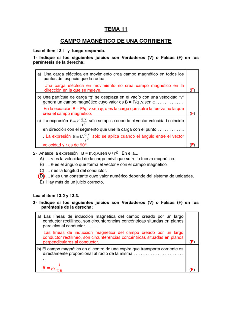 11 - Resolución de Campo Magnético de Una Corriente | PDF | Campo magnético | Velocidad