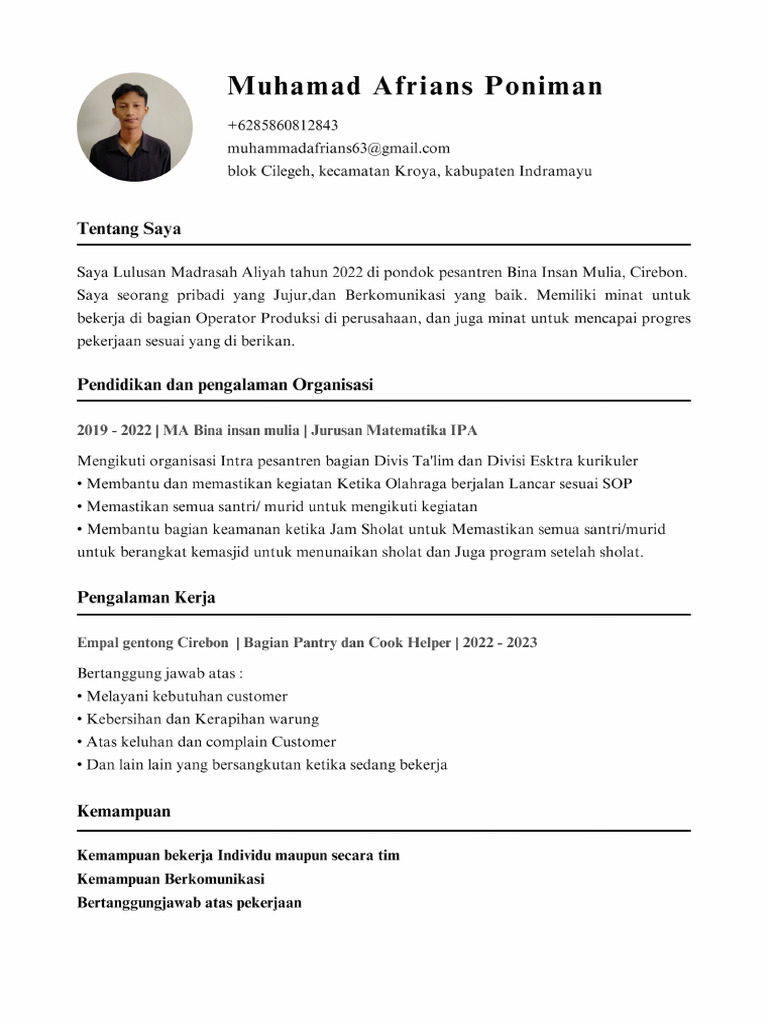 CV Operator 013204 | PDF