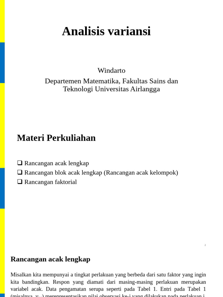 Analisis Variansi Satu Faktor dan Metode | PDF