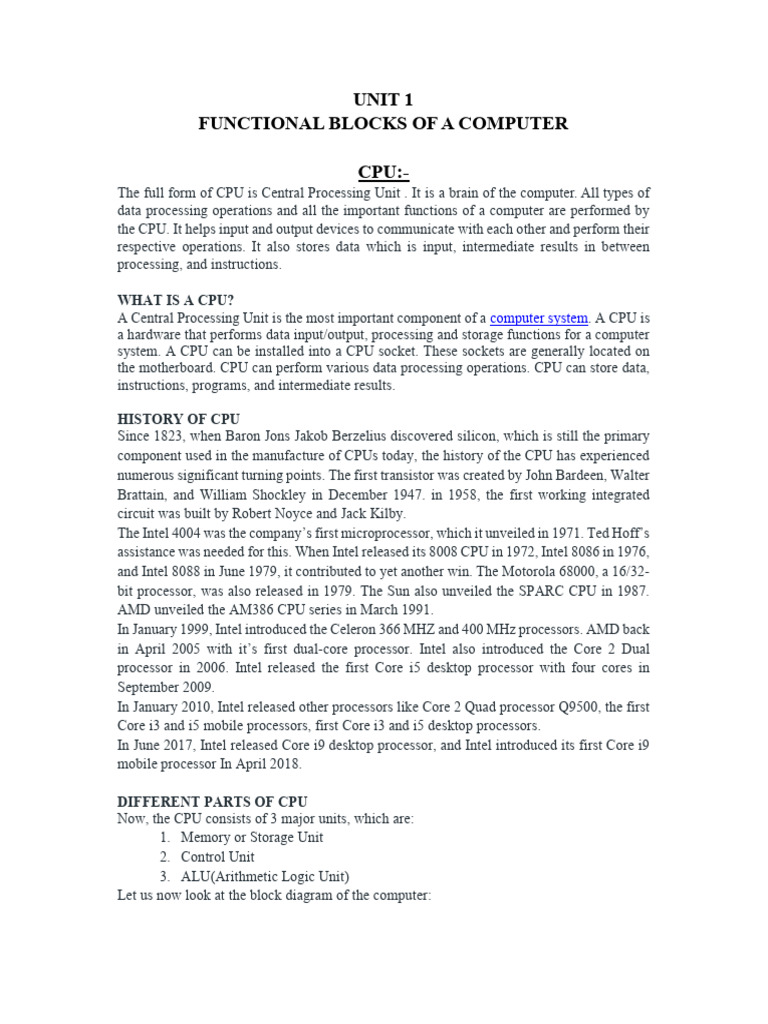 Unit 1 Coa | Download Free PDF | Input/Output | Random Access Memory