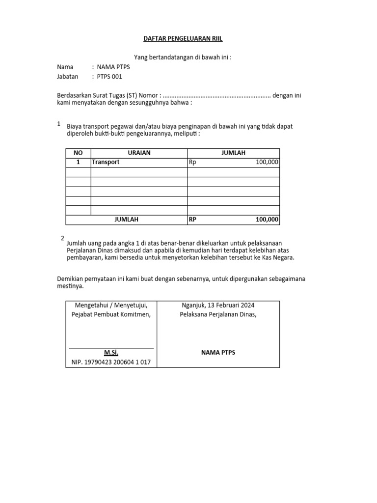 DPR Perjalanan Dinas PTPS TGL 13 Feb | PDF | Bisnis | Pengelolaan ...