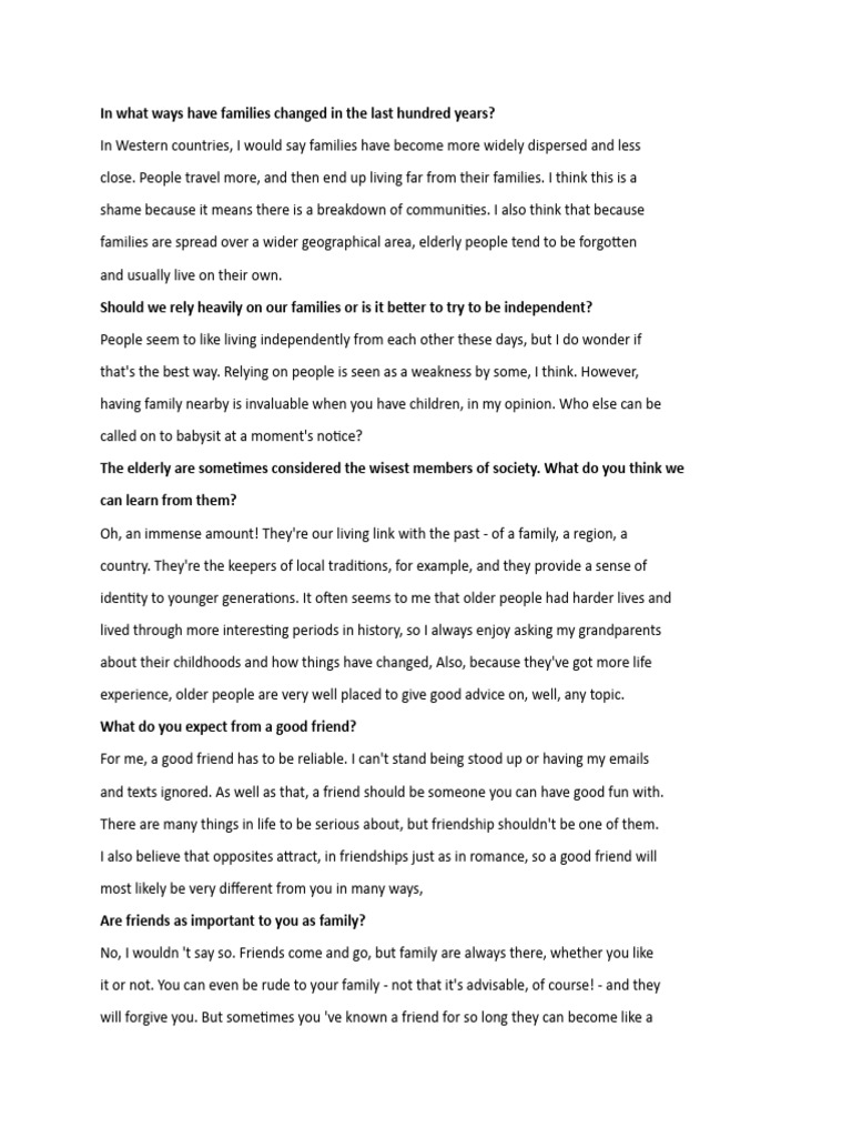 In What Ways Have Families Changed in The Last Hundred Years | PDF ...
