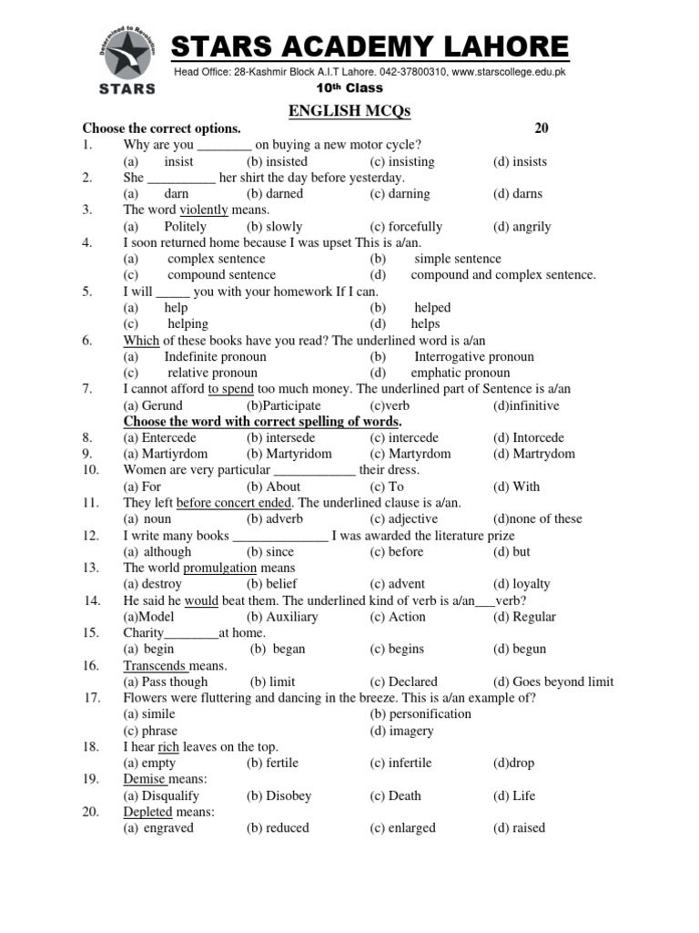 10th Talent Hunt Papers WITH KEY | PDF