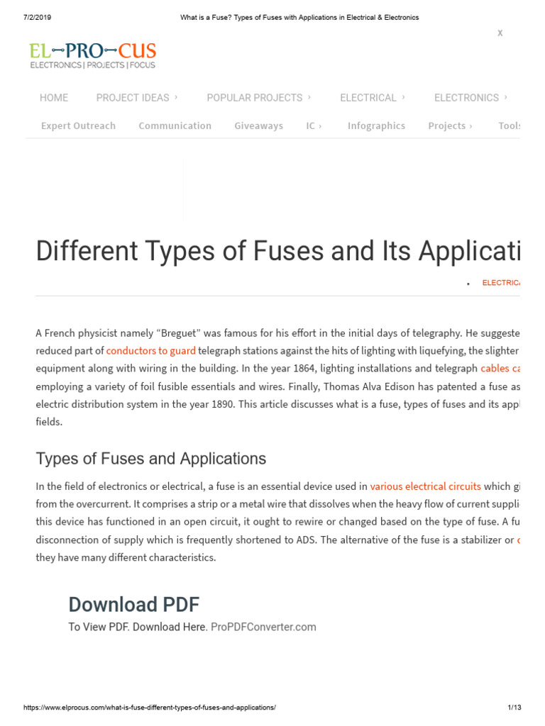 What is a Fuse_ Types of Fuses with Applications in Electrical ...