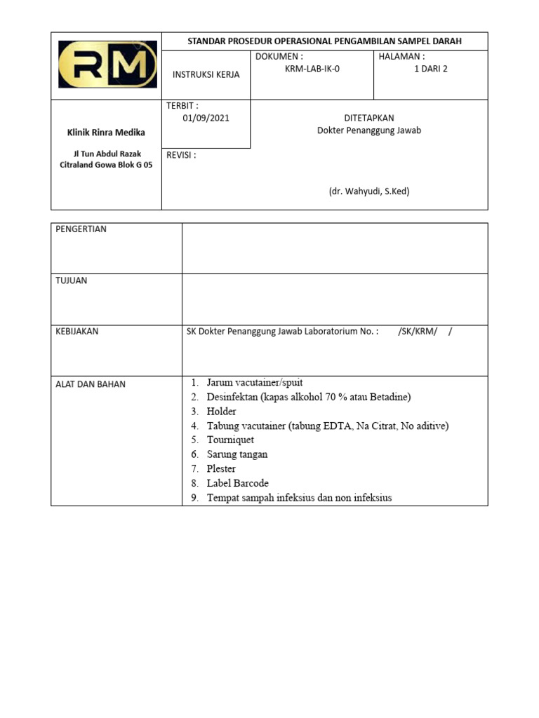 Pengambilan Sampel Darah | PDF