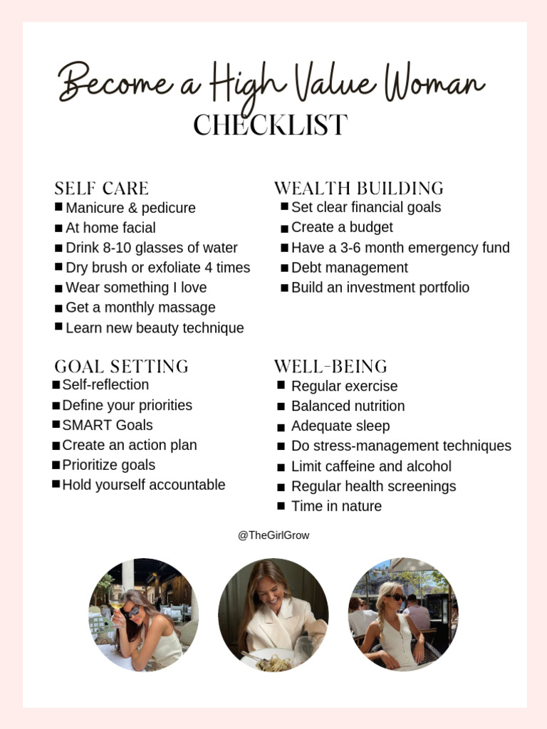 High Value Woman Checklist | PDF | Psychological Resilience | Psychology