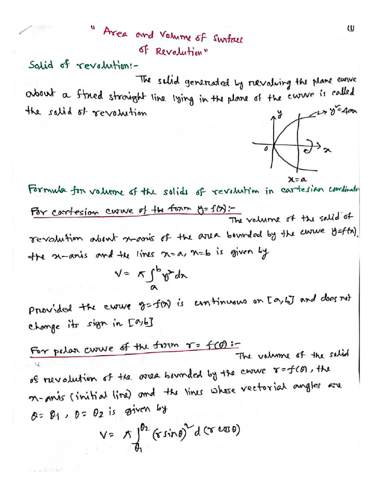 Area and Volume of Surface | PDF