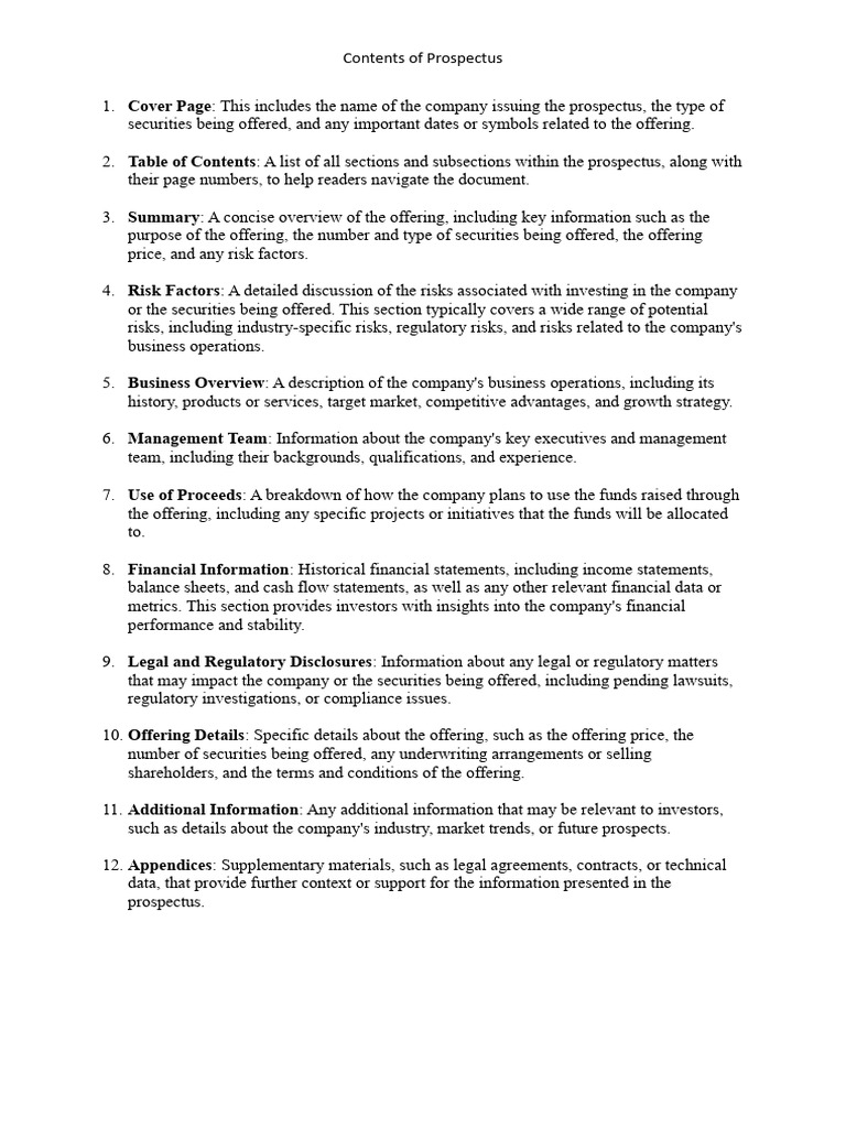 Contents of Prospectus - Company Law 3 Year LLB | PDF | Prospectus ...