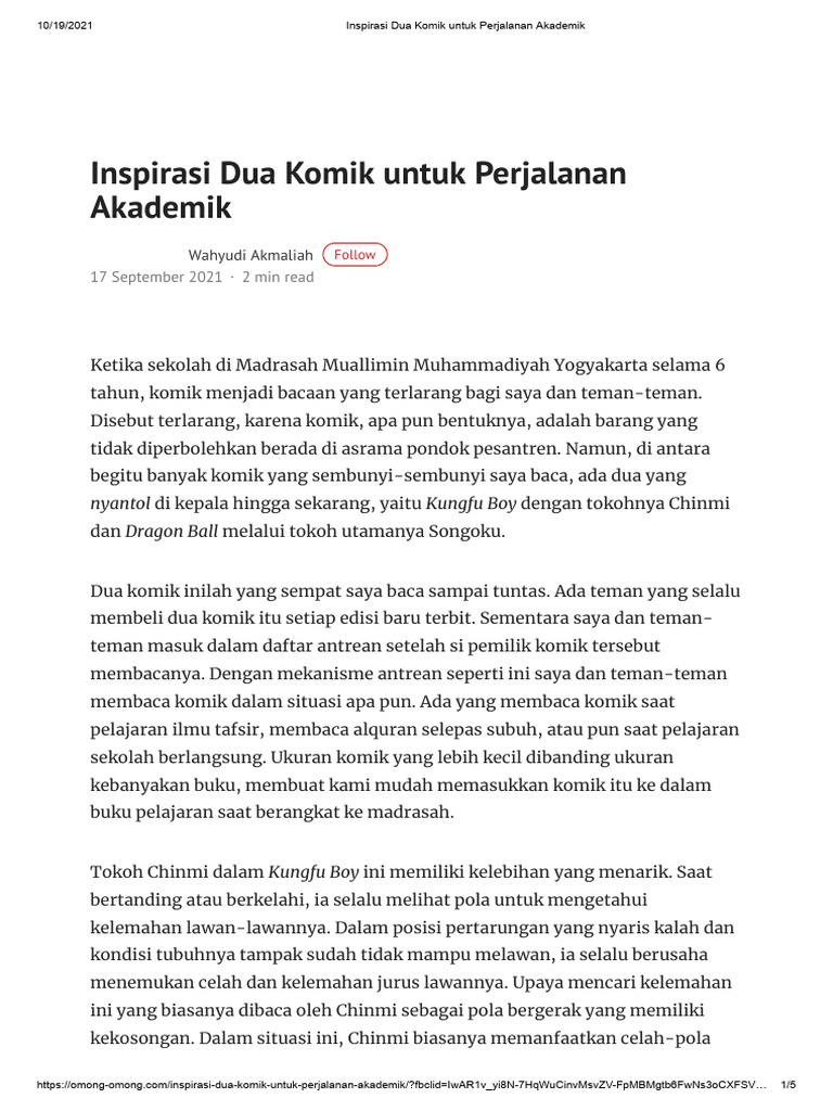 Inspirasi Dua Komik Untuk Perjalanan Aka | PDF