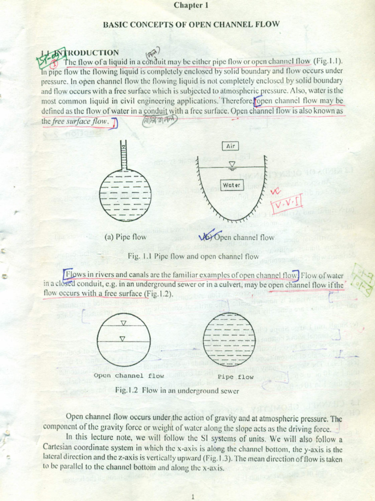 Chapter-1 Basic Concepts of Open Channel Flow | PDF