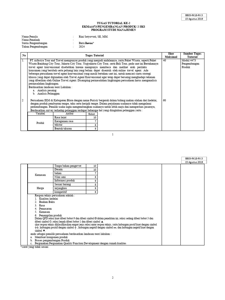 TUGAS TUTORIAL KE 2 TH 2024 | PDF