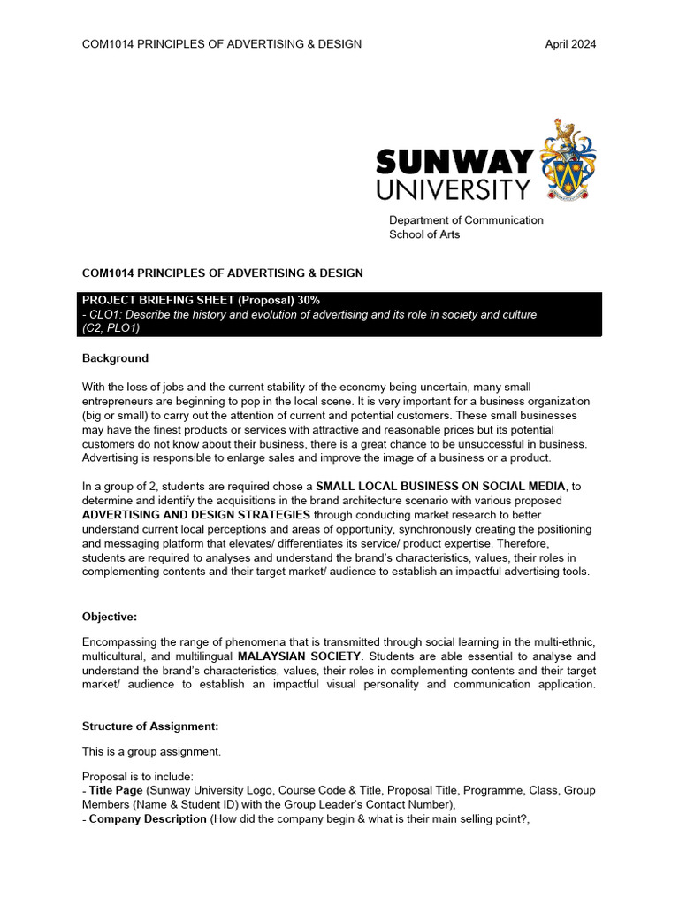 Assignment 1 Brief | PDF | Brand | Advertising Assignment 1 Brief | PDF | Brand | Advertising