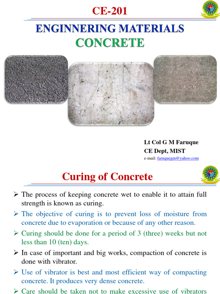 Concrete - Lec-3 - CE 201@CE-21 - 2020 | PDF | Concrete ...