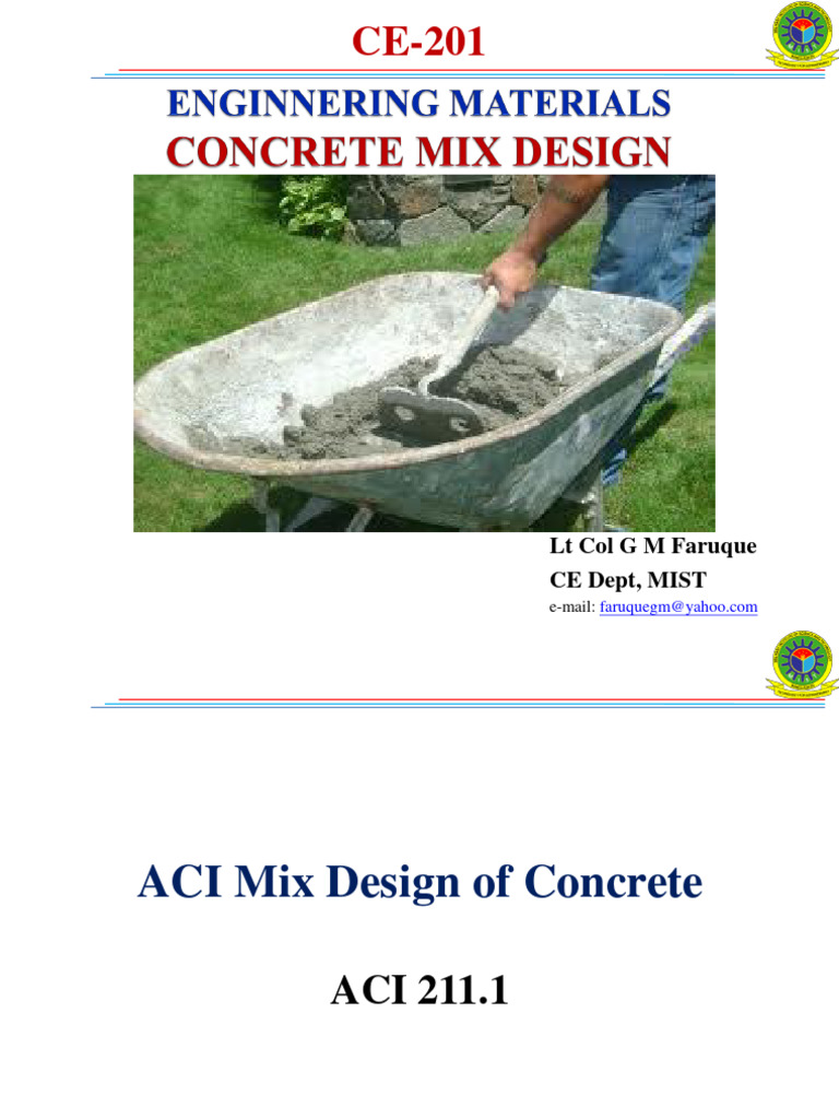 Lec-2 - Concrete Mix Design - CE 201@CE-21 - 2020 | PDF | Concrete ...