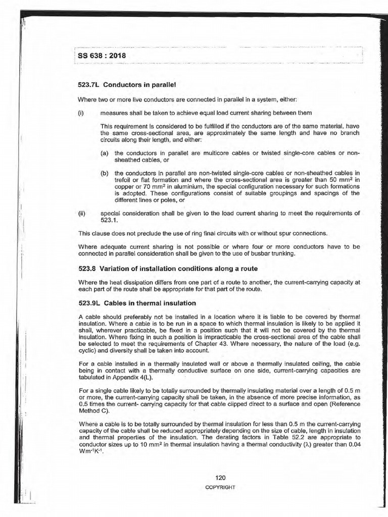 SS 638 2018 Code of Practice For Electrical Installations-121-150 | PDF ...