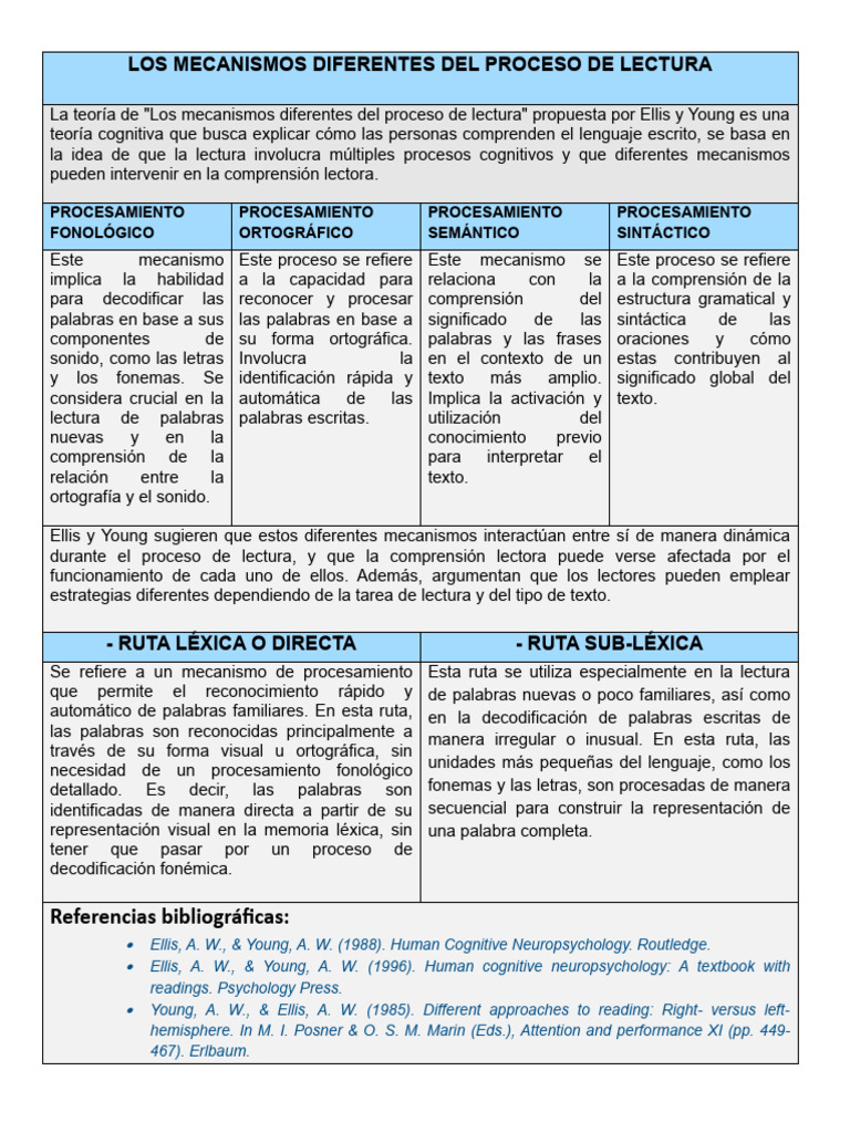Los Mecanismos Diferentes Del Proceso de Lectura | PDF | Palabra ...