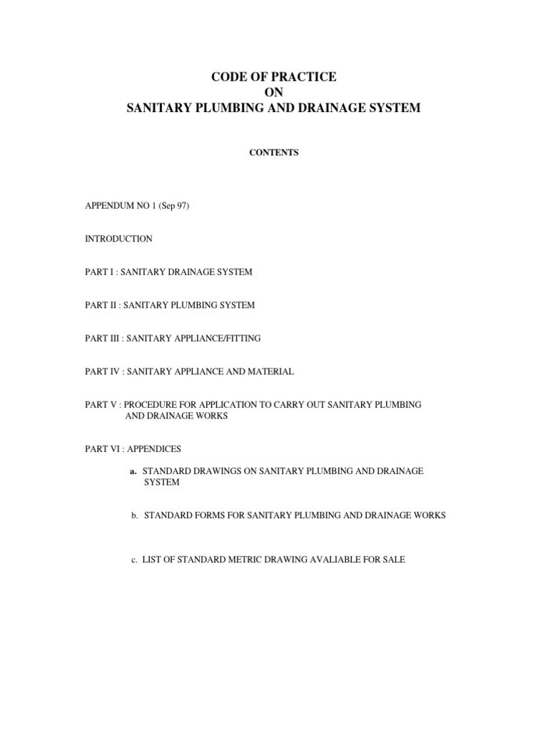 Code of Practice On Sanitary Plumbing and Drainage System 1 14 | PDF ...