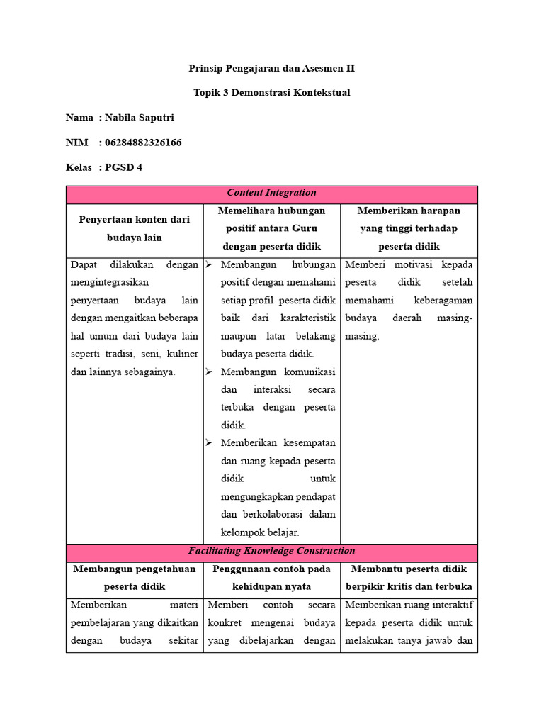 PPAE 2 Topik 3 Demonstrasi Kontekstual - Nabila Saputri | PDF
