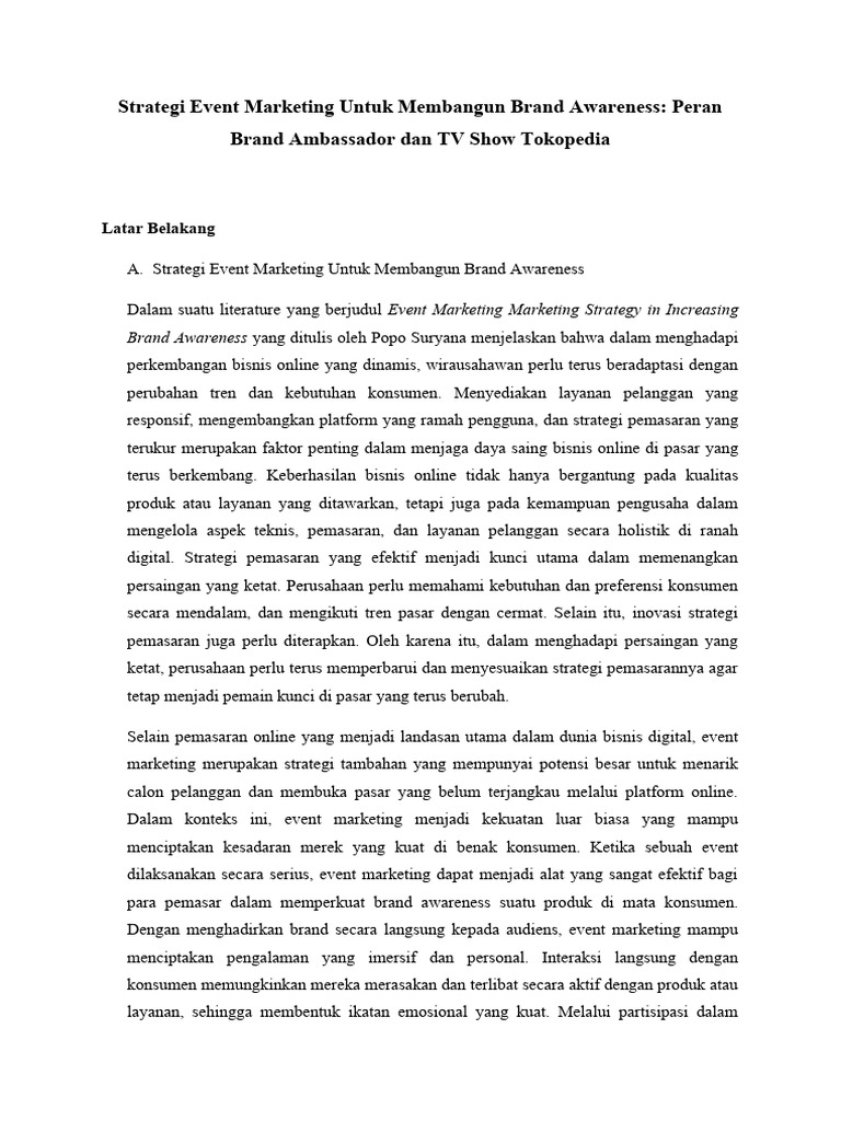 Strategi Event Marketing Untuk Membangun Brand Awareness | PDF