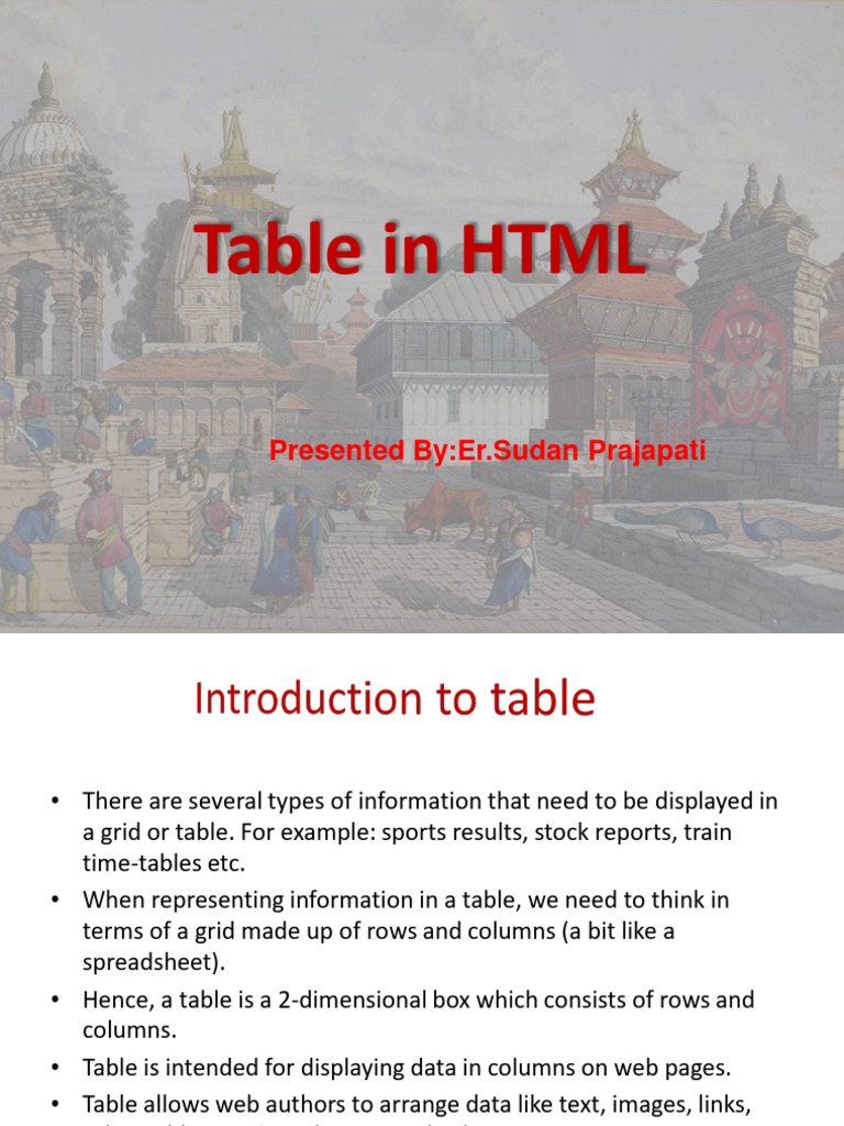 HTML Tables | PDF | Html Element | Hypertext HTML Tables | PDF | Html Element | Hypertext