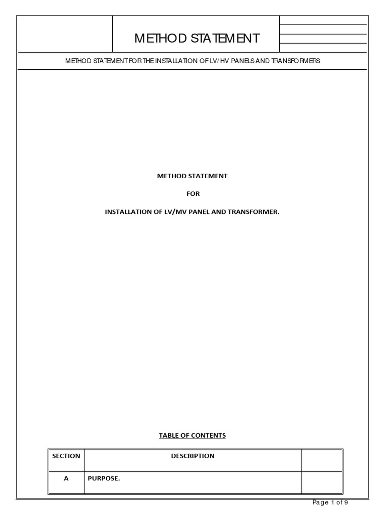 Method Statement - Mv-Trafo | PDF | Transformer | Electromagnetism