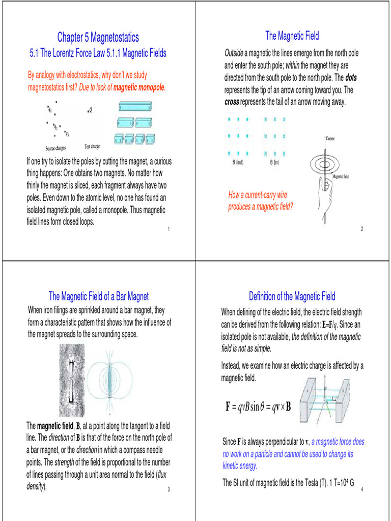 Magneto Statics | PDF | Magnetic Field | Force