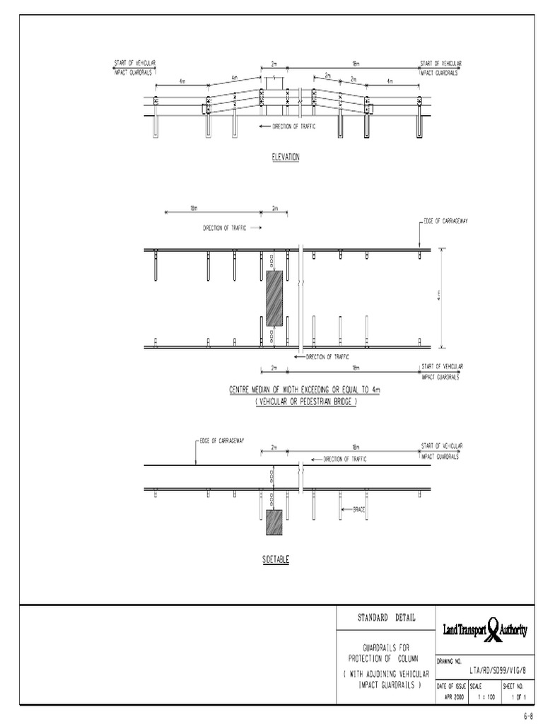 Lta Standard Detail - Guardrails For Protection of Column | PDF