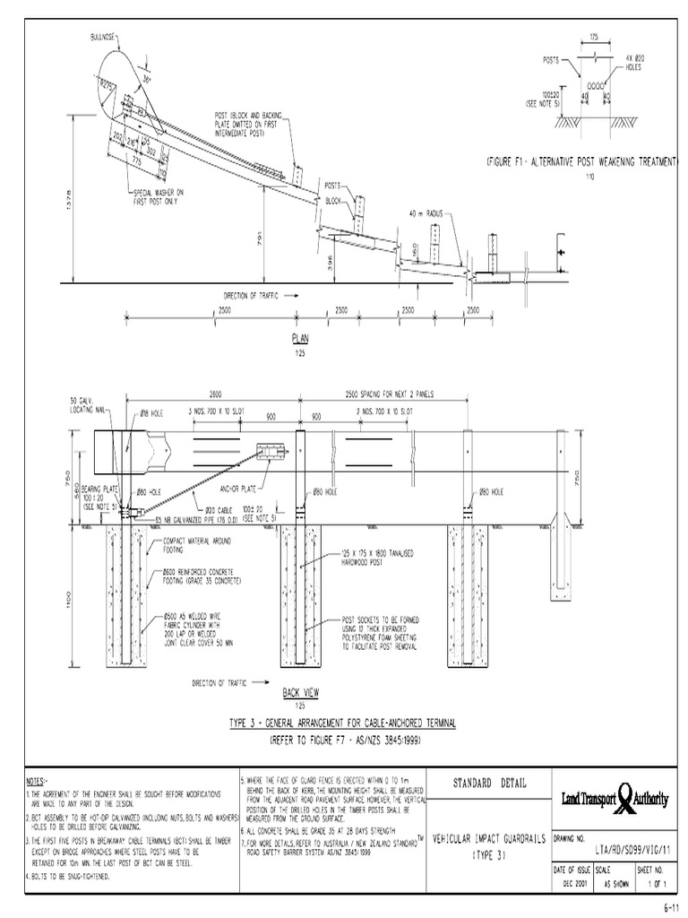Lta Standard Detail - Vehicular Impact Guardrails Type 3 | PDF