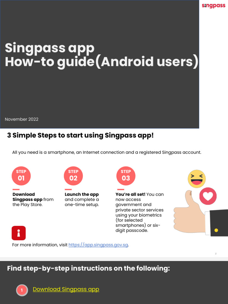 Singpass App Android Guide | PDF | Login | Authentication