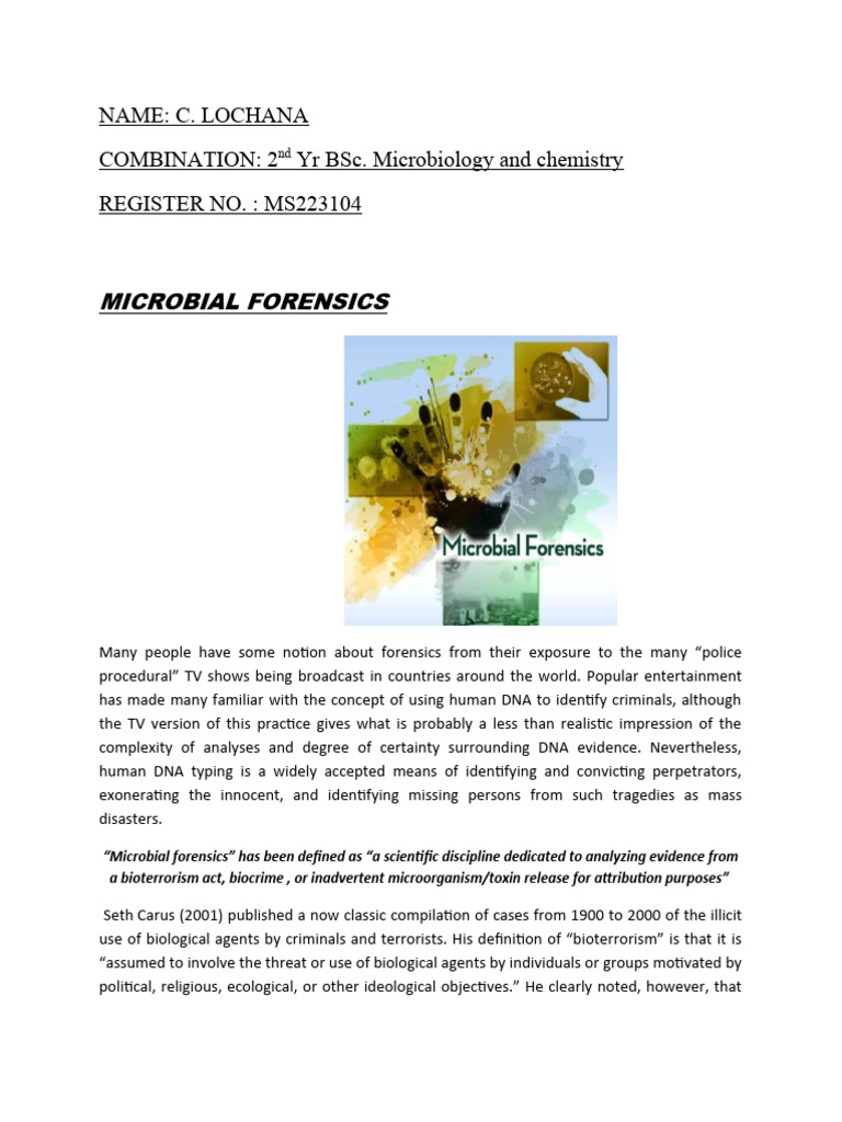 Microbial Forensics | PDF | Microorganism | Microbiology