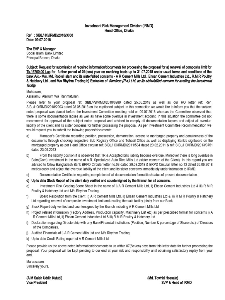 Letter To Branch - 28.06.18 | PDF | Banks | Business