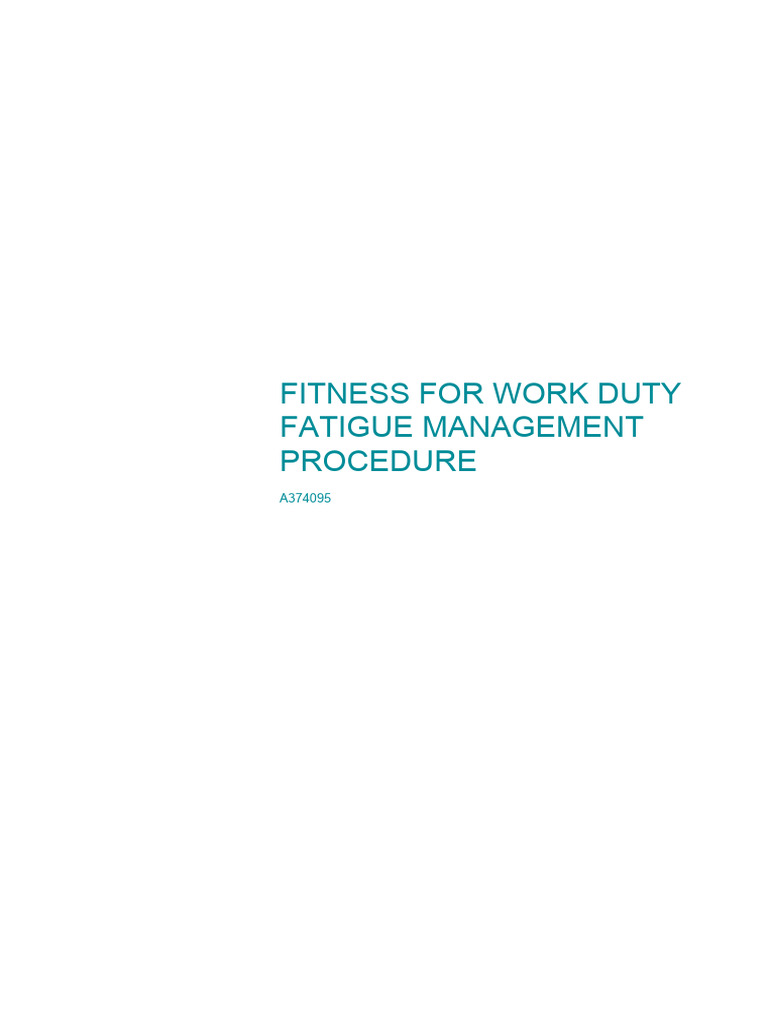 Fatigue Management Procedure Guide | PDF | Shift Work | Risk