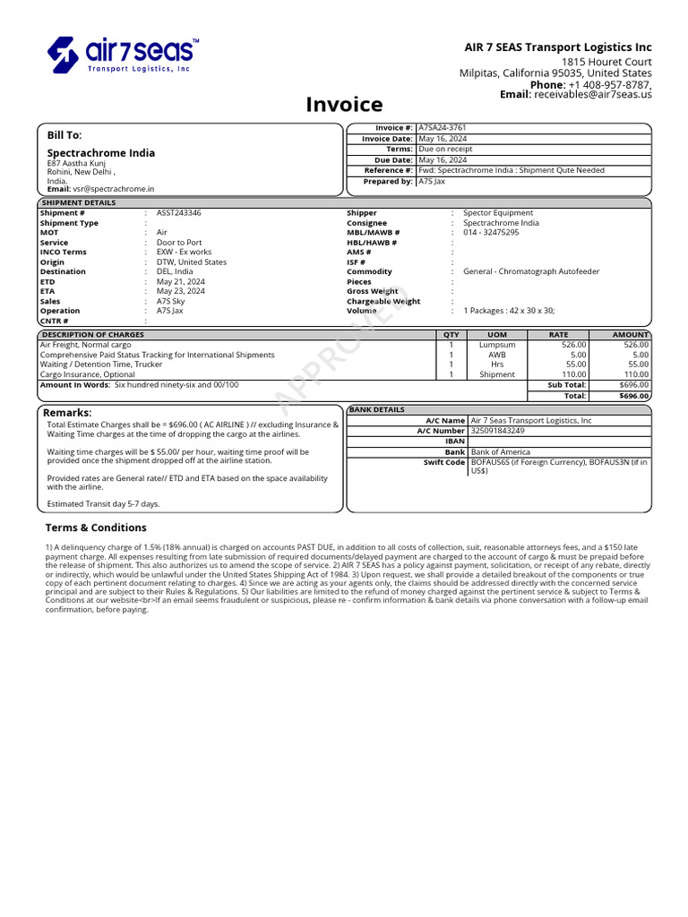Shipping Invoice | PDF | Cargo | Freight Transport