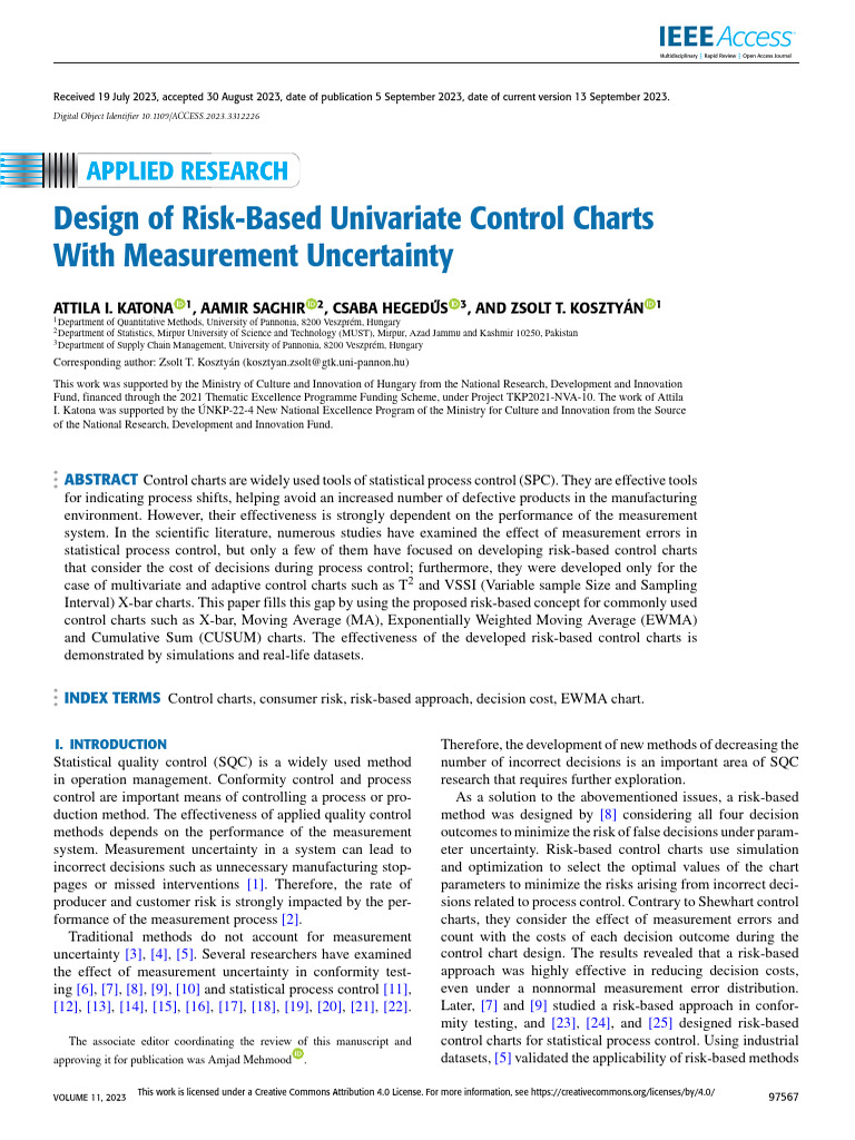 Risk-Based Univariate Control Charts Design | PDF | Moving Average | Mathematical Optimization