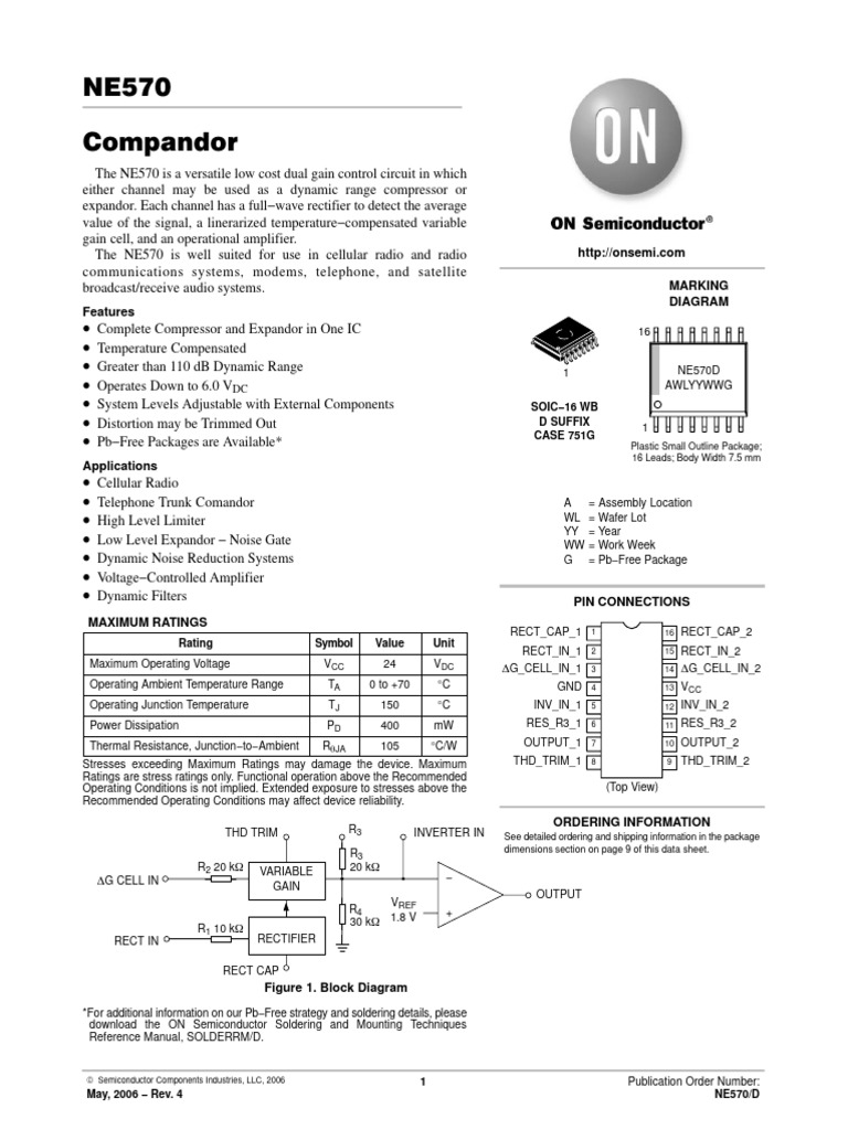 NE570 Compandor: Marking Diagram | PDF | Rectifier | Operational Amplifier