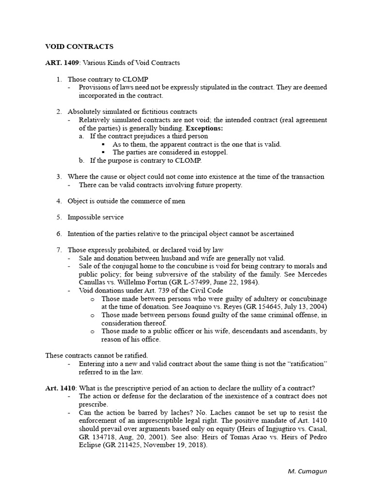 Void-Contracts-Outline | PDF | Interest | Usury