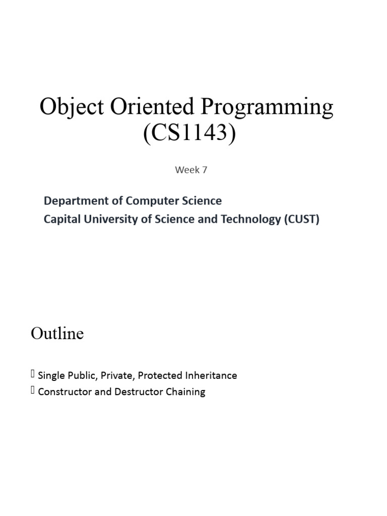 Lecture 7-Week7 - Single Public and Private Inheritance-Constructor Chaining | PDF | Inheritance ...