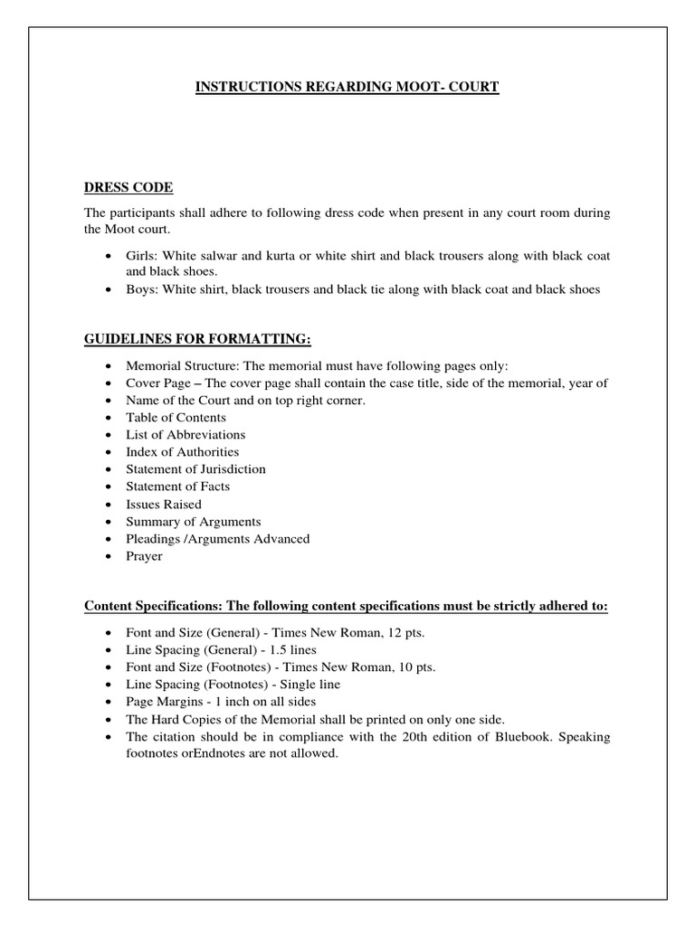 Moot Court Dress Code Guidelines | PDF | Foreign Language Studies