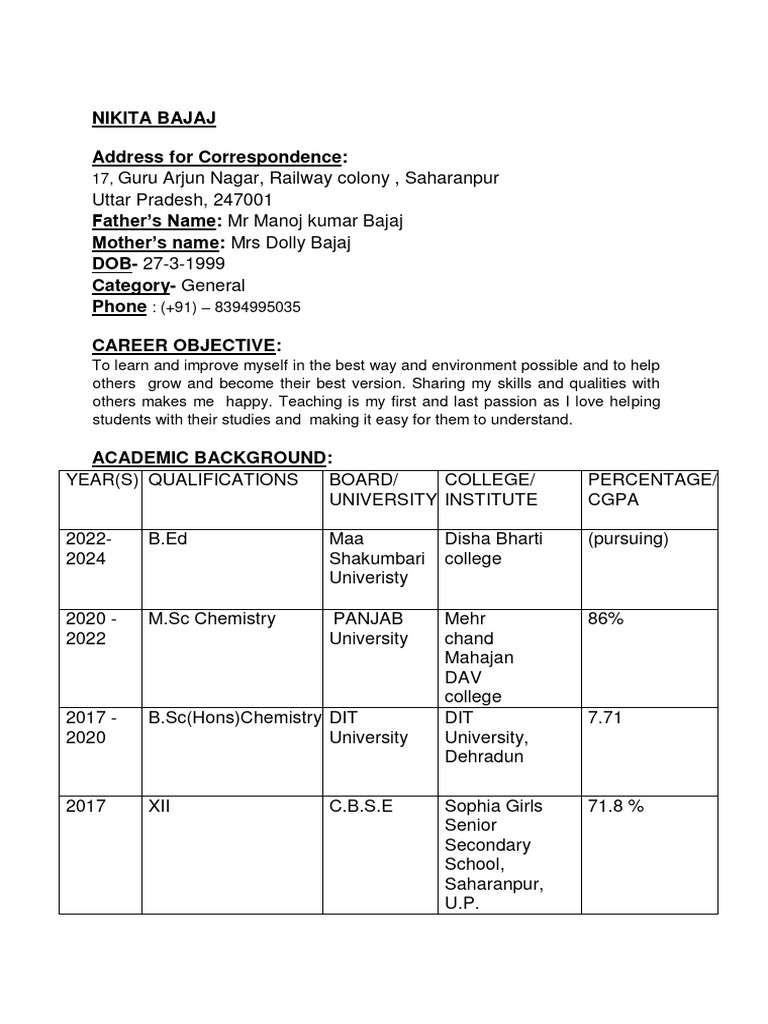 Nikita Resume | PDF