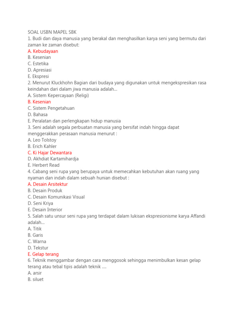 Soal Sbk Us Pdf