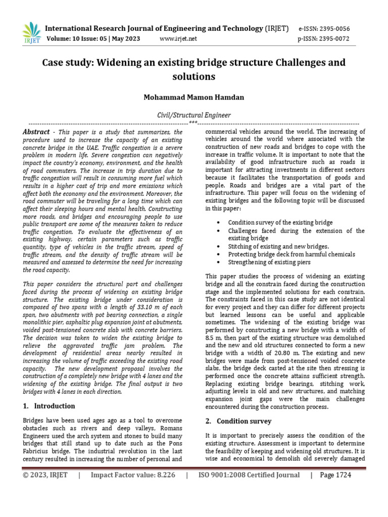 Widening Existing Bridge: Case Study | PDF | Concrete | Bridge