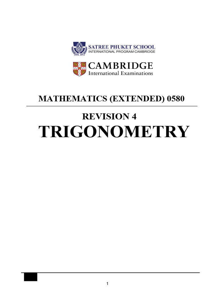 4 Revision Paper - Trigonometry CIE Math IGCSE Extended 0850 | PDF ...