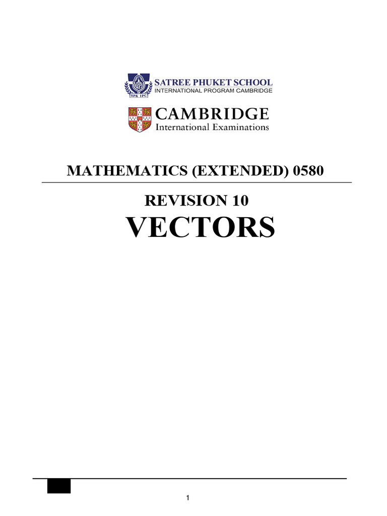 10 Revision Paper Vectors Cie Math Igcse Extended 0850 Pdf
