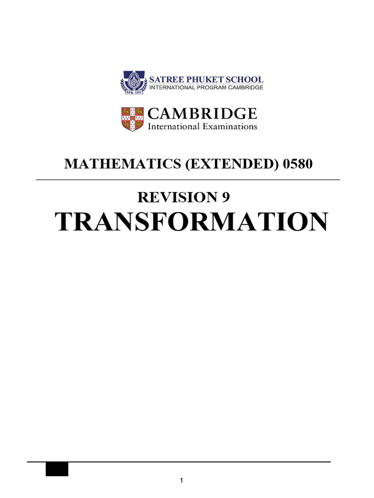 9 Revision Paper - Transformations CIE Math IGCSE Extended 0850 | PDF ...