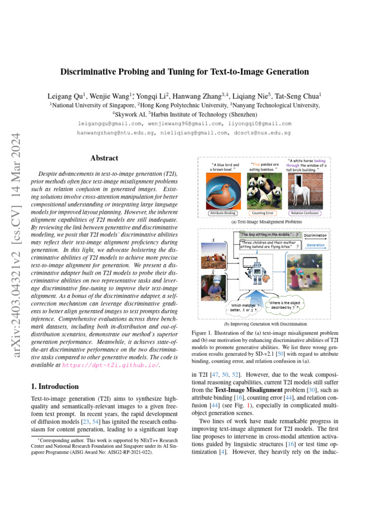 Discriminative Probing and Tuning For Text-To-Image Generation | Download Free PDF ...
