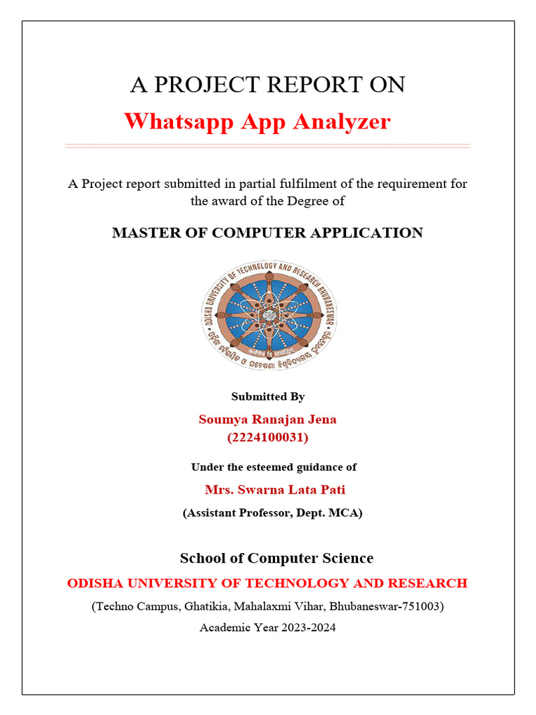 Whatsapp Chat Analyzer Project Report | Download Free PDF | Software ...