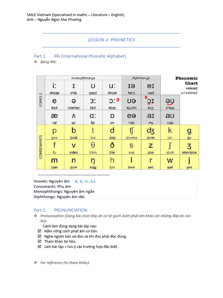 Lesson 2 (H.oanh) - Phonetics | PDF