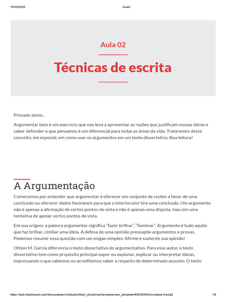 Aula2-Técnicas de Escrita | PDF | Argumento | Conhecimento
