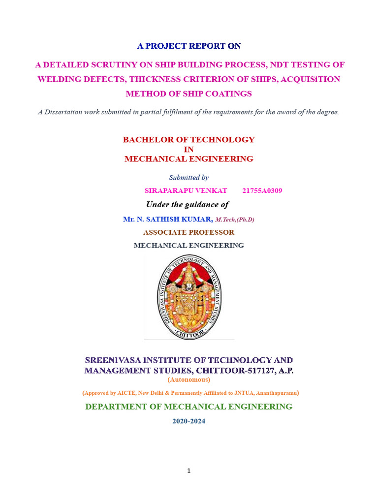 Final Project - Report Venky | PDF | Ships | Welding